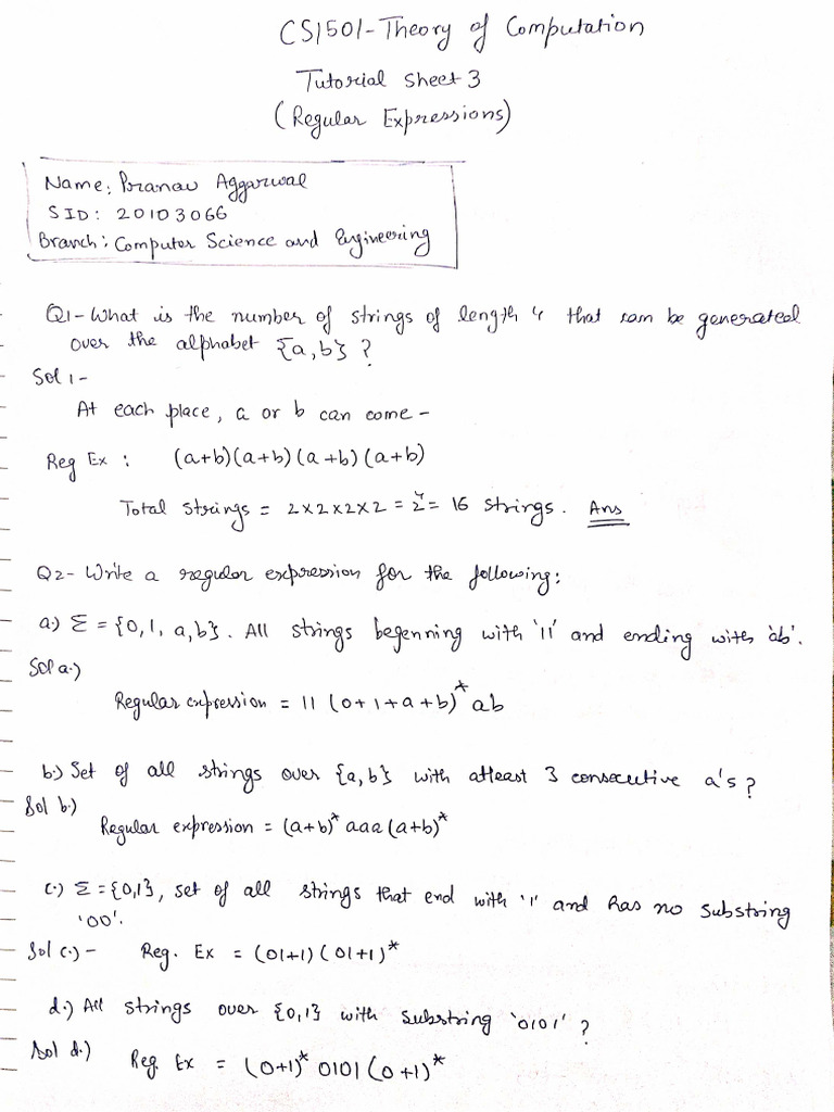 TutSheet-3 (Regular Expression) | PDF