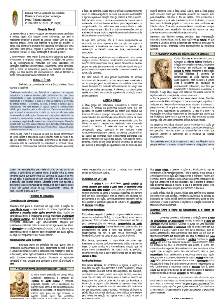 3º Bimestre - Filosofia Moral - (EJA - 1 Etapa) | PDF | Moralidade | Immanuel Kant