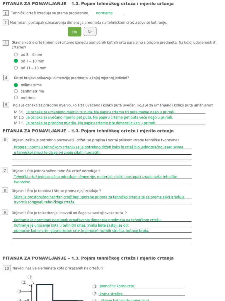 1.3. Pojam Tehničkog Crteža I Mjerilo Crtanja PITANJA ZA PONAVLJANJE | PDF