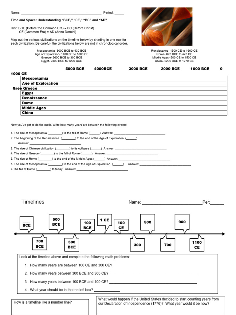 Timeline Practice-Telling Time | PDF | Anno Domini | Common Era