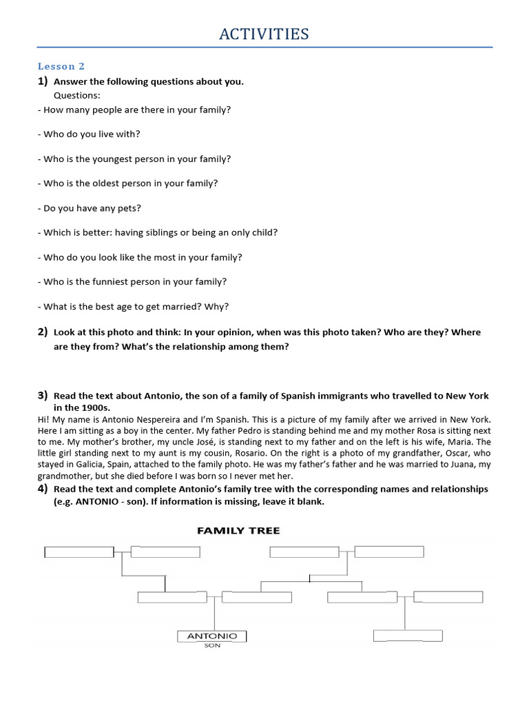ACTIVITIES Lesson 2 SIMPLE PAST 5th Year | PDF | Sibling