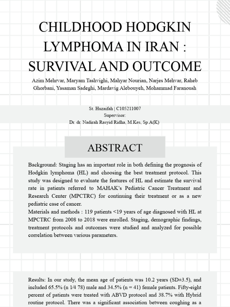Childhood Hodgkin Lymphoma in Iran Survival and Outcome (Edit) | PDF ...