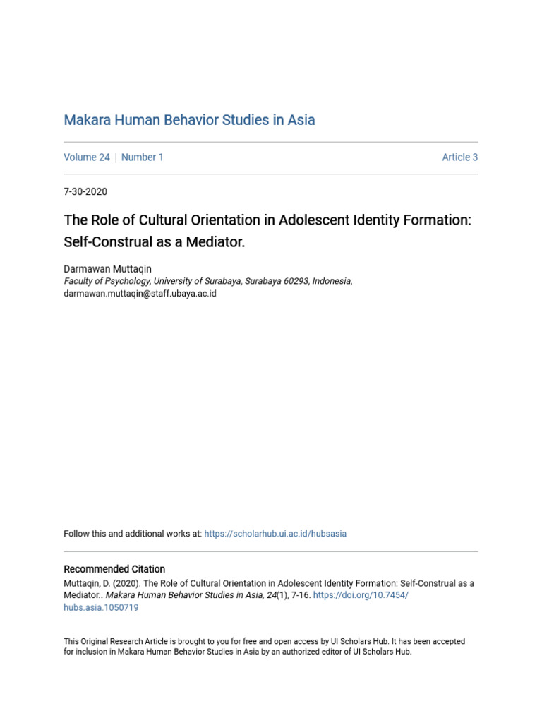 Cultural Orientation in Adolescent Identity Formation | PDF ...
