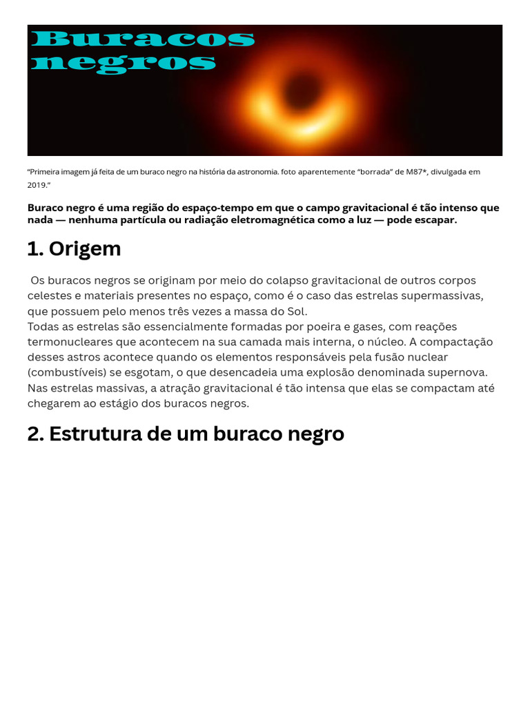Buracos Negros | PDF | Buraco negro | Relatividade geral