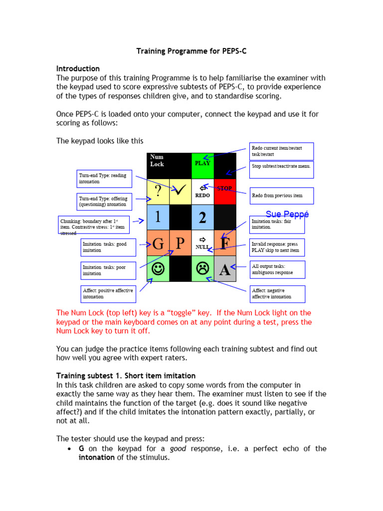 Peps-C Training Programme | PDF | Stress (Linguistics) | Word