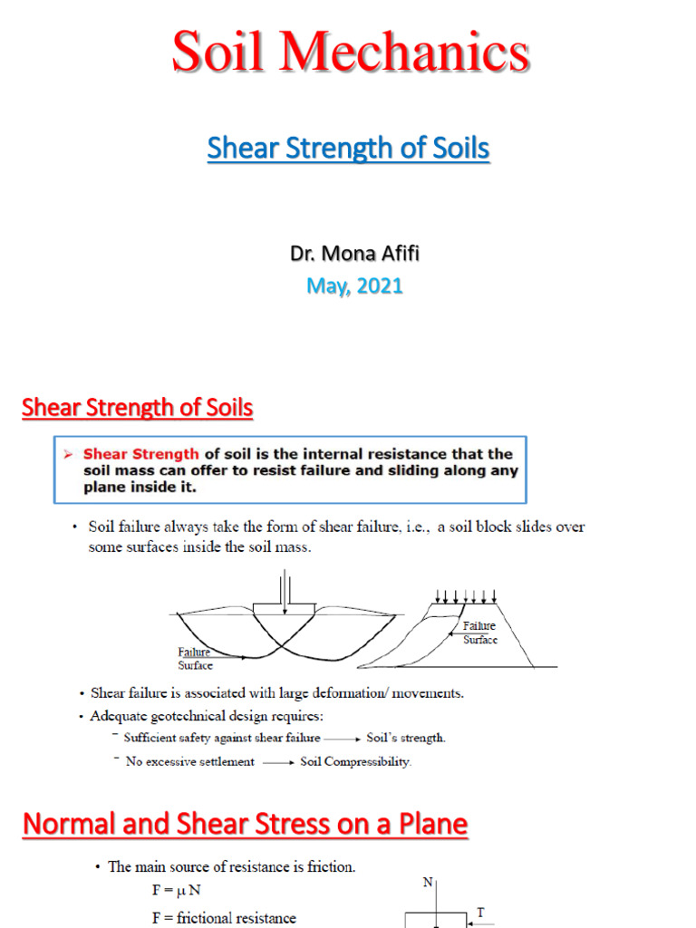 Shear Strength of Soils | PDF | Stress (Mechanics) | Strength Of Materials