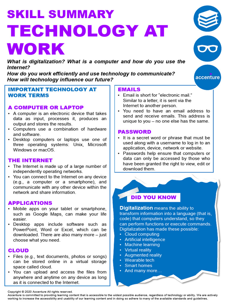 TW1 Skills Summary Technology at Work | PDF | Internet | Application ...