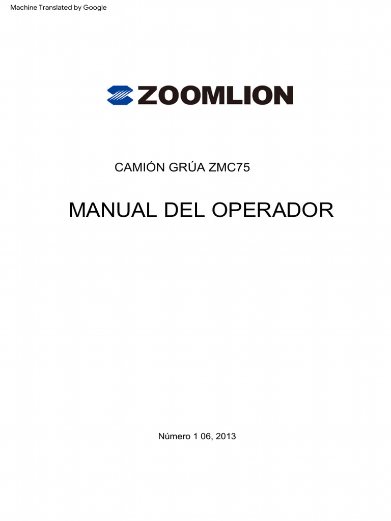 Zmc75 Operation Manual | PDF | Camión | Eje
