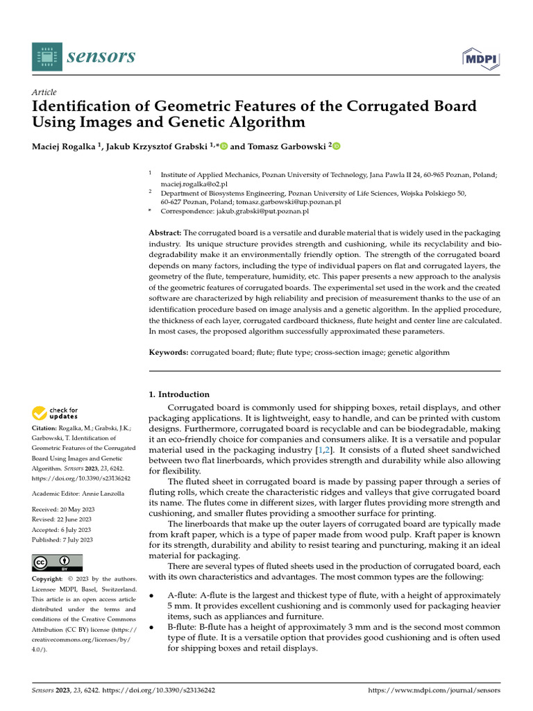 Sensors 23 06242 v2 | PDF | Genetic Algorithm