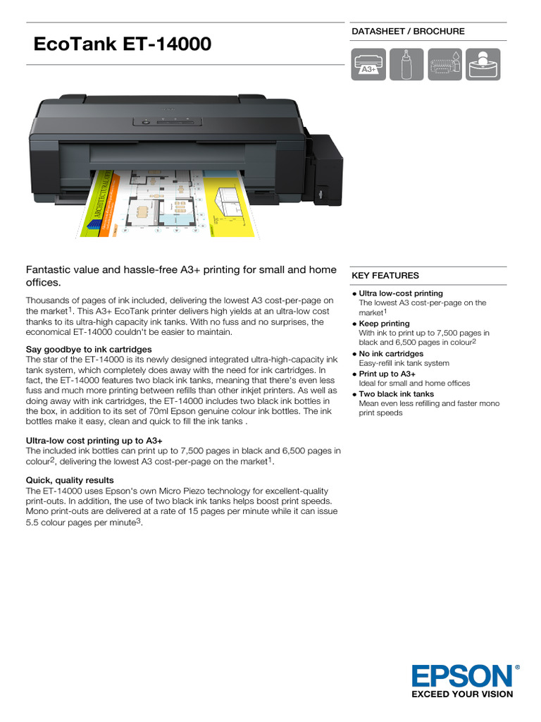 Ecotank Et 14000 Datasheet New | PDF | Printer (Computing) | Graphic Design