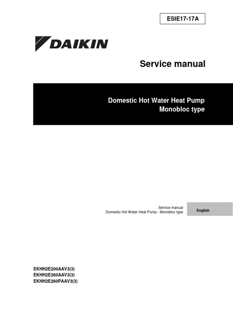 Service Manual Domestic Hot Water Heat Pump Monobloc Type - English ...