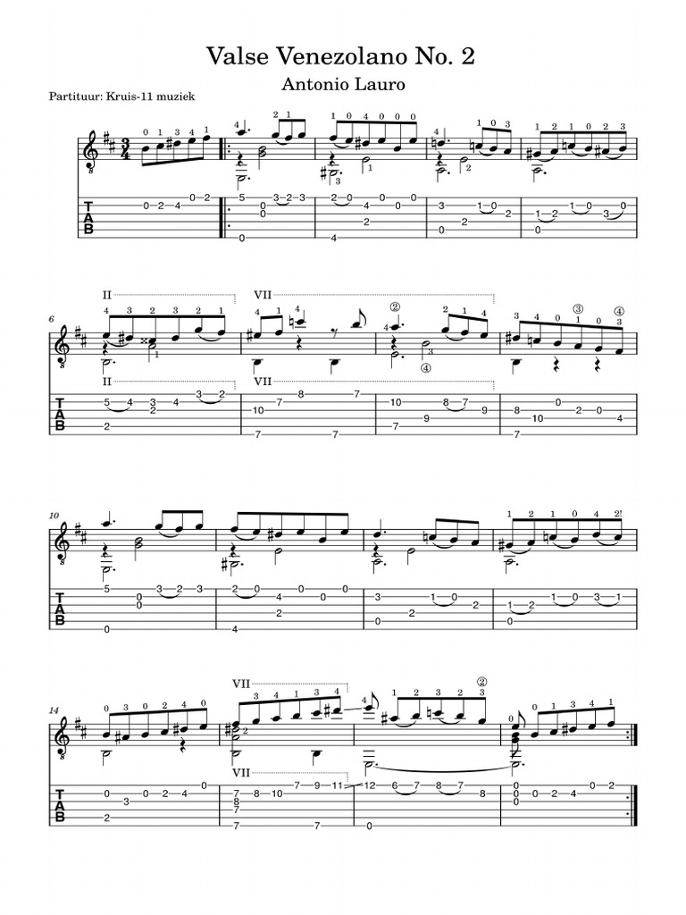 Antonio Lauro - Valse Venezolano No. 2 - Guitar TAB | PDF