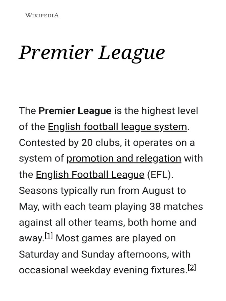 Premier League | PDF | Premier League | English Football League