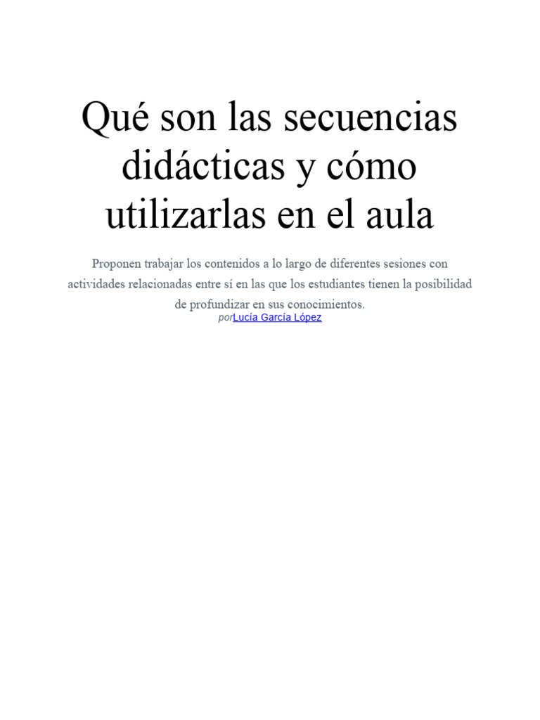 Secuencia Didactica | PDF | Enseñando | Plan de estudios