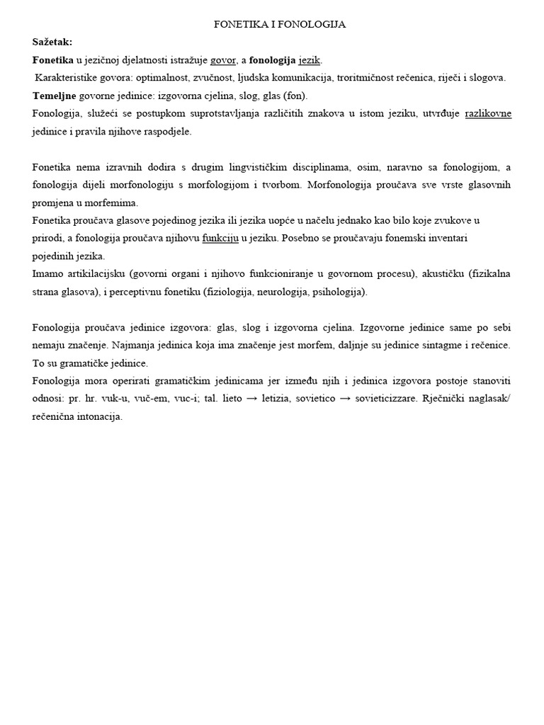 Predavanje 1 - Fonetika I Fonologija (15.10.2021.) | PDF