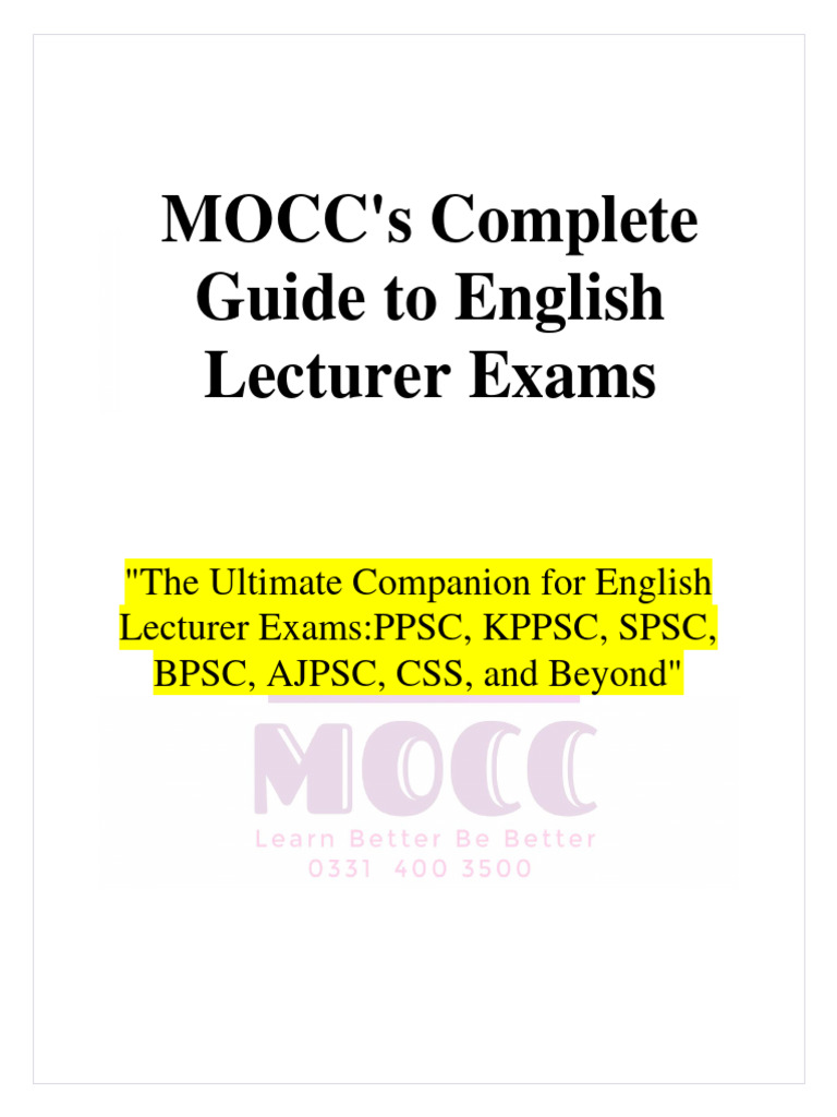 MOCC's Complete Guide To English Lecturer Exams | PDF | Beowulf | Anglo Saxons