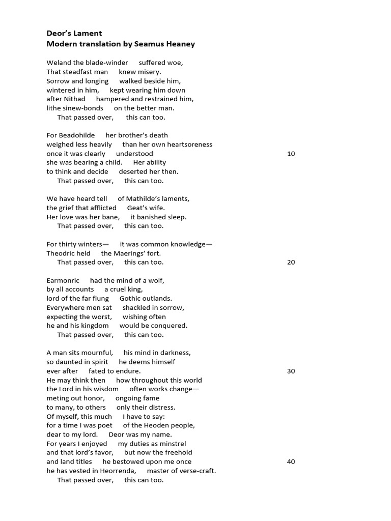Summary of Deor's Lament | PDF