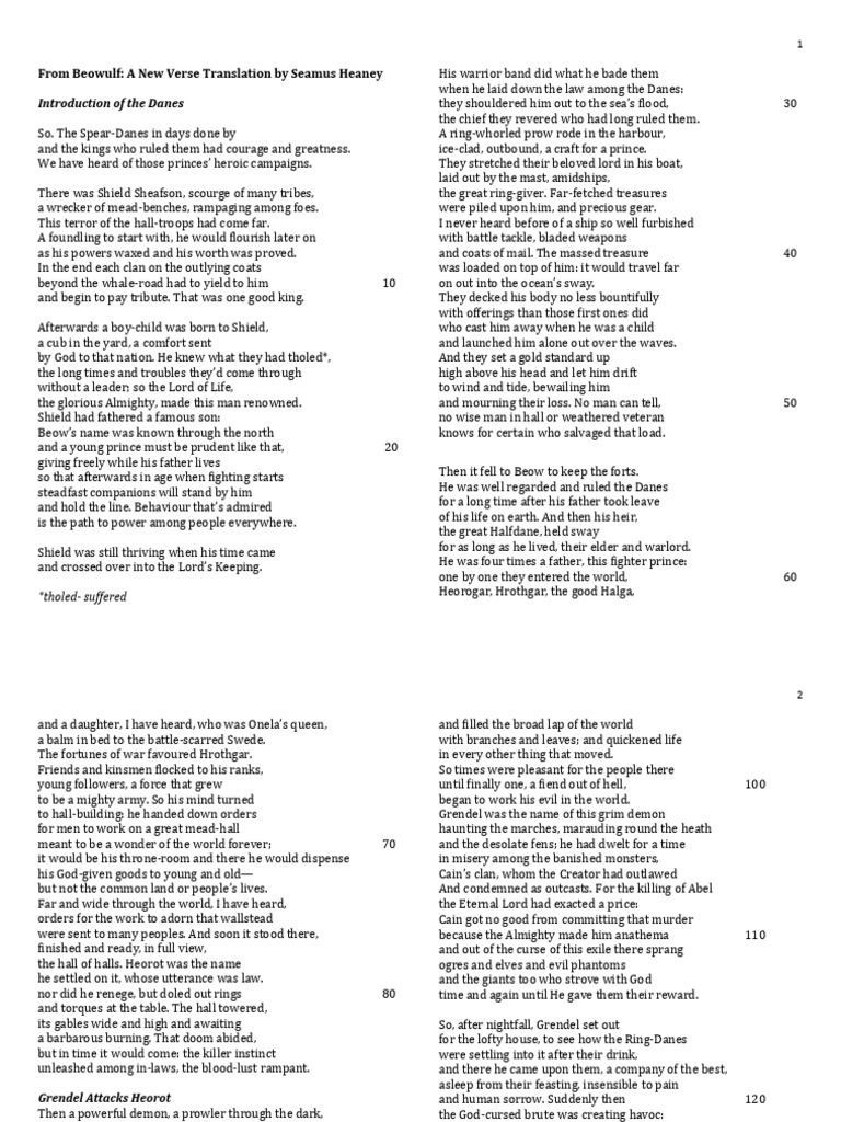 Beowulf PDF | PDF | Beowulf | Old English Poems Beowulf PDF | PDF | Beowulf | Old English Poems