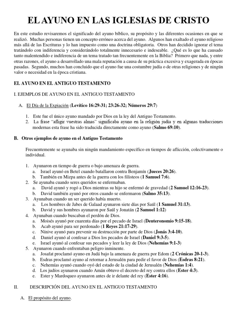 EL AYUNO EN LAS IGLESIAS DE CRISTO | PDF | Rápido | Pablo el apóstol