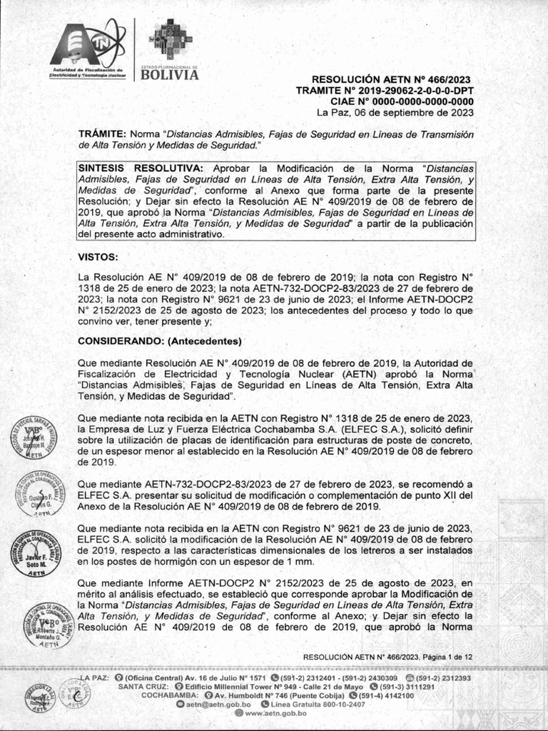 AETN-R-0466-2023 Distancias de Seguridad AT | PDF