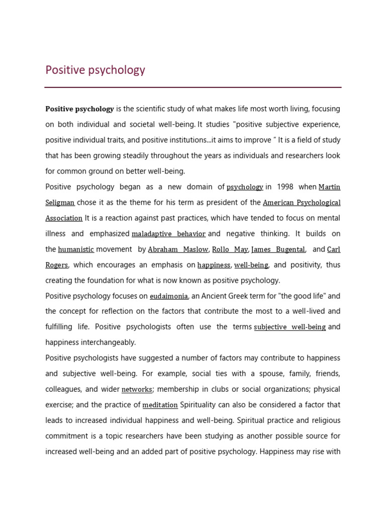 Positive Psych Assignment | PDF | Positive Psychology | Well Being
