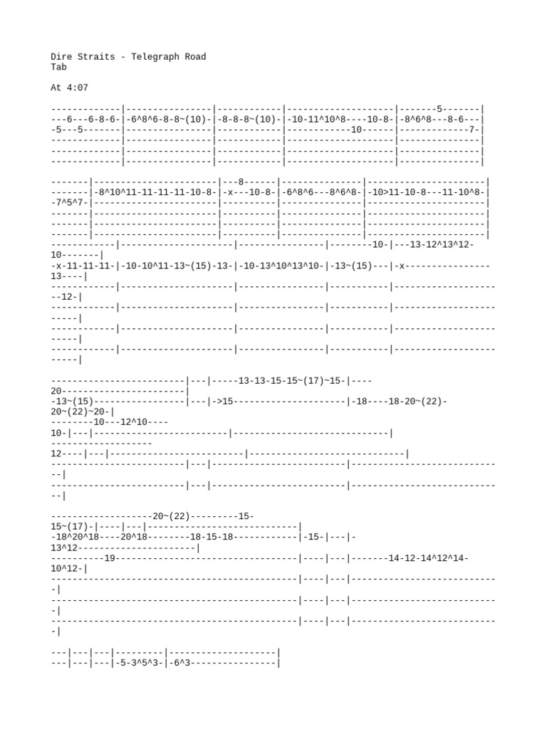 Telegraph Road Tab by Dire Straits | PDF