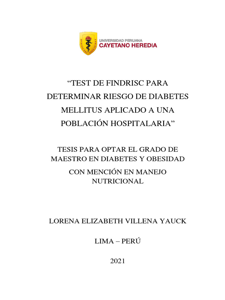TEST DE FINDRISC PARA DETERMINAR RIESGO DE DIABETES MELLITUS -2021 ...