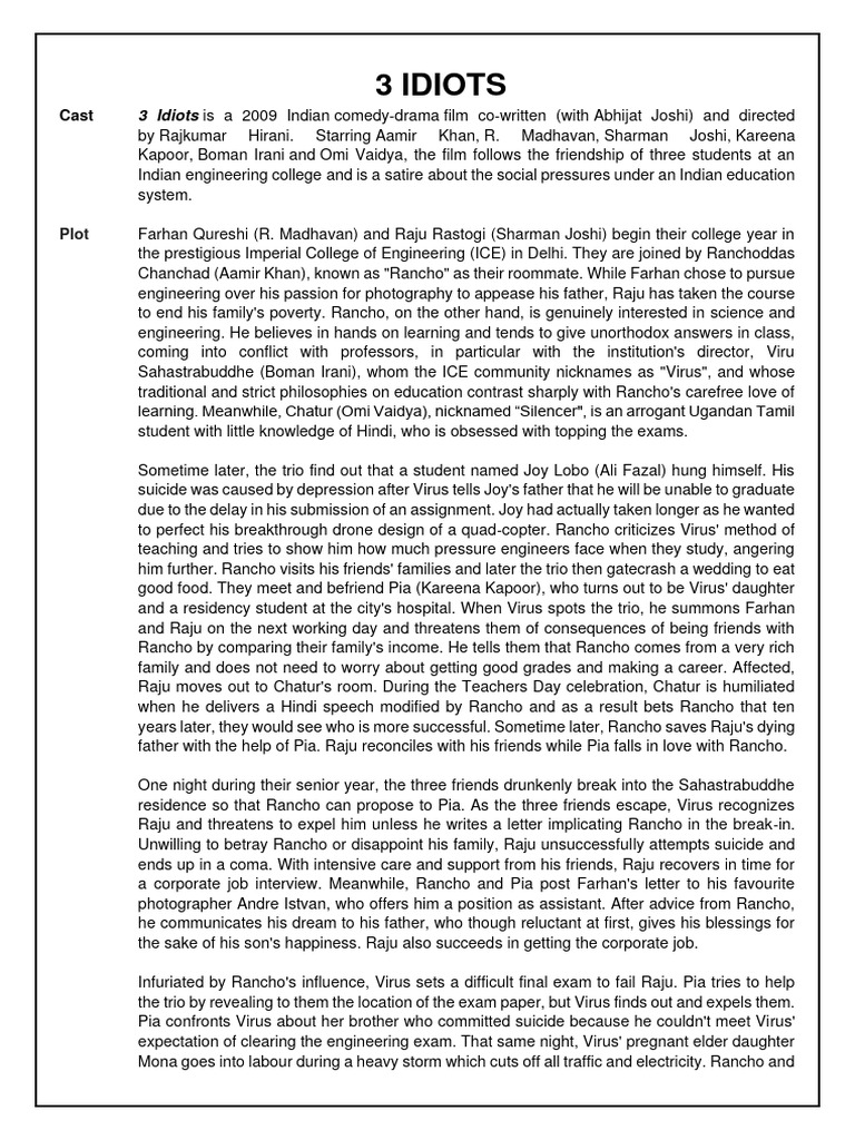 Three Idiots | PDF | Cinema Of India