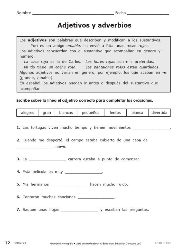 Adjetivos y Adverbios | PDF | Adjetivo | Adverbio