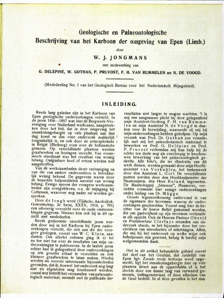 Jongmans - 1925 - Beschrijving Van Het Karboon Der Omgeving Van Epen ...