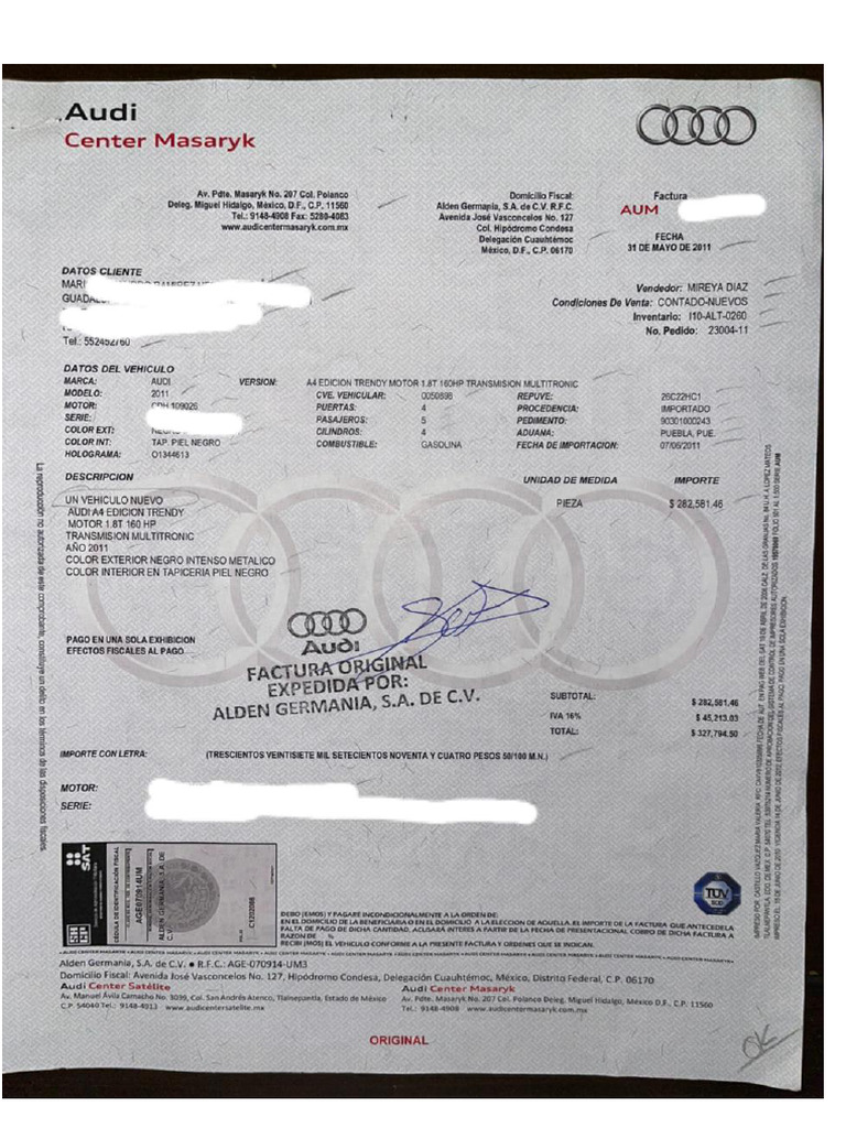 Factura D Audi A3 | PDF