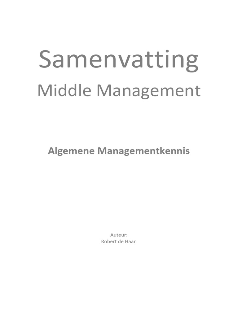 Samenvatting Middle Management | PDF