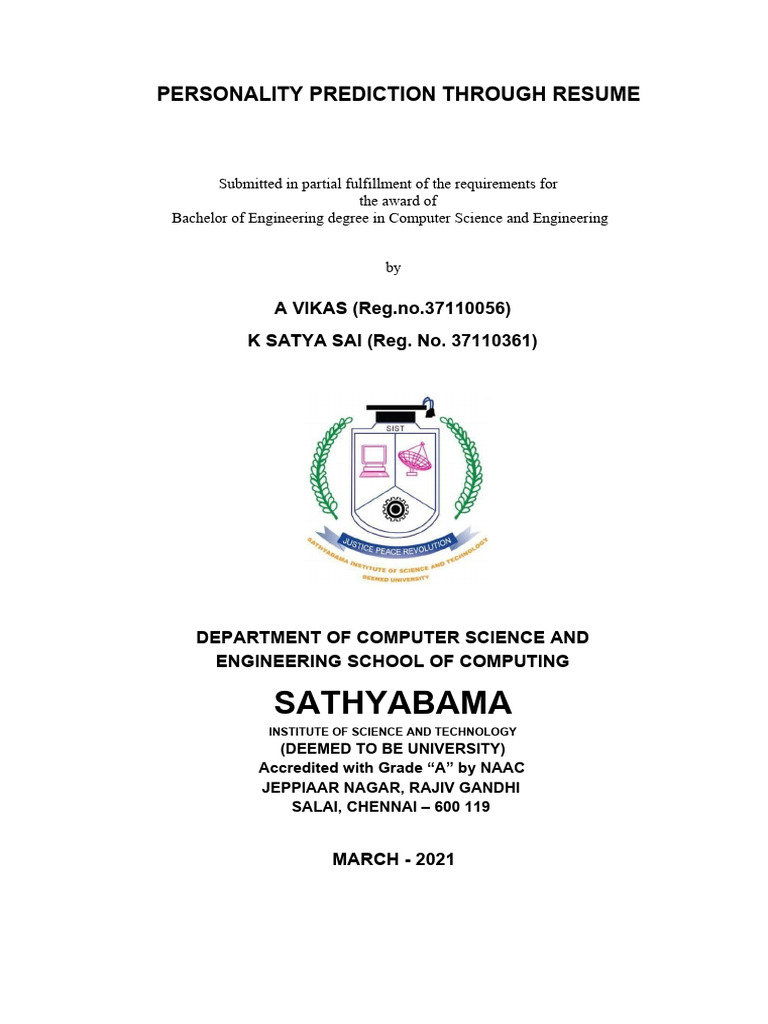 Personality Prediction System ThroughCV Analysis | PDF | Support Vector Machine
