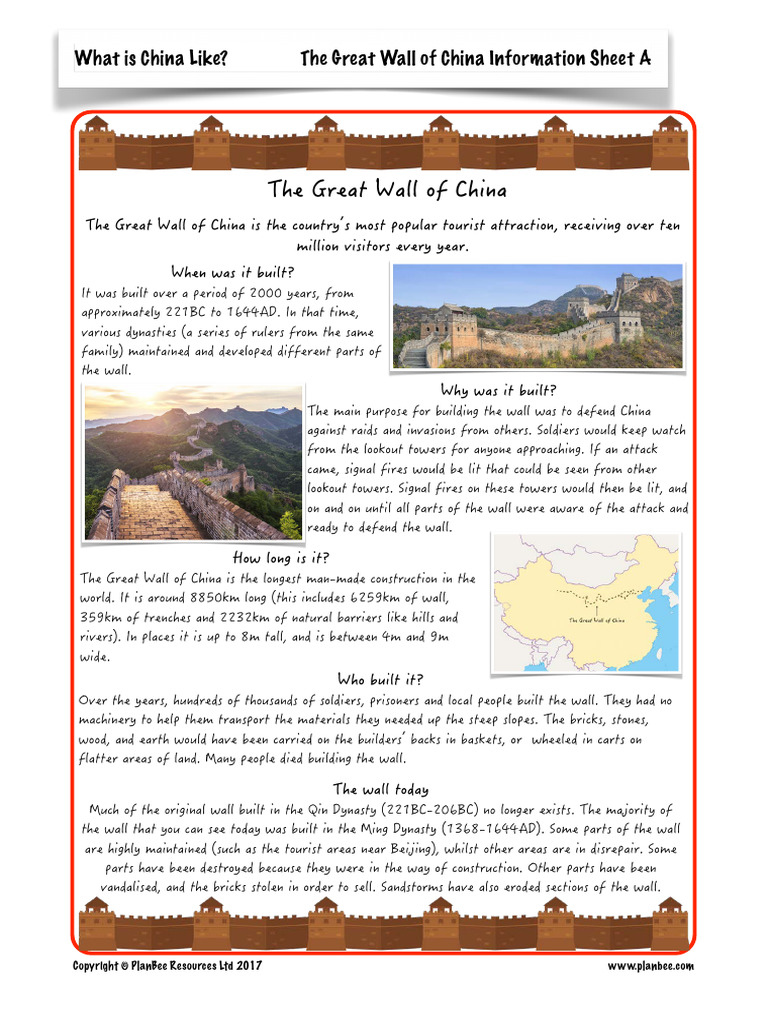 Great Wall of China Sheet | PDF