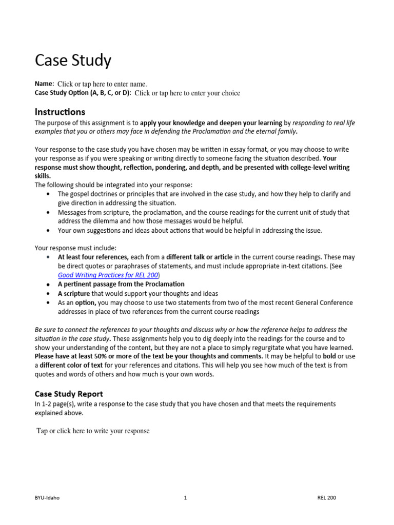 Rel200 Document CaseStudyTemplate | PDF | Cognition | Learning