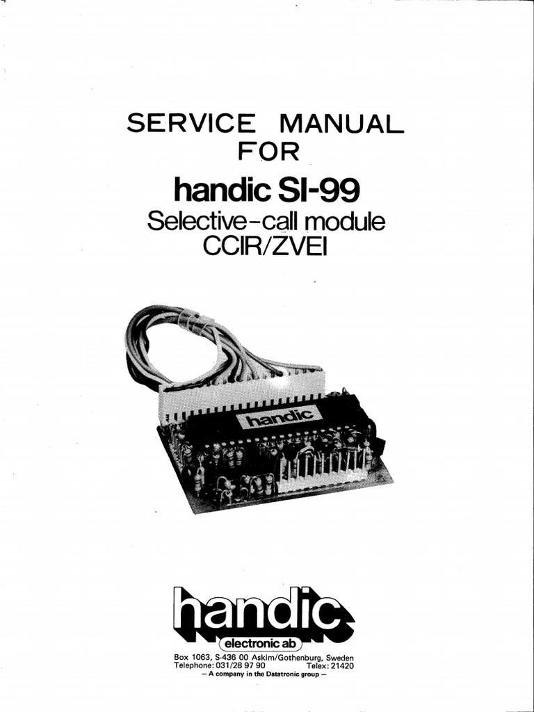 Service Manual Handic SI 99 | PDF
