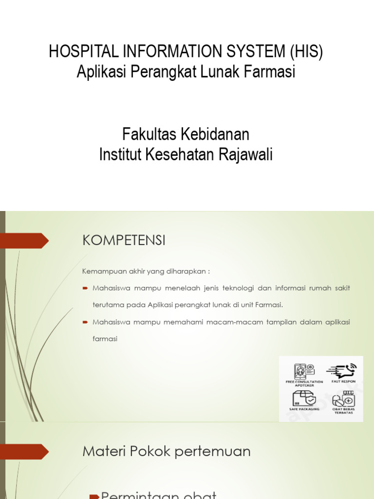 Pertemuan 12 HOSPITAL INFORMATION SYSTEM - APLIKASI FARMASI | PDF ...