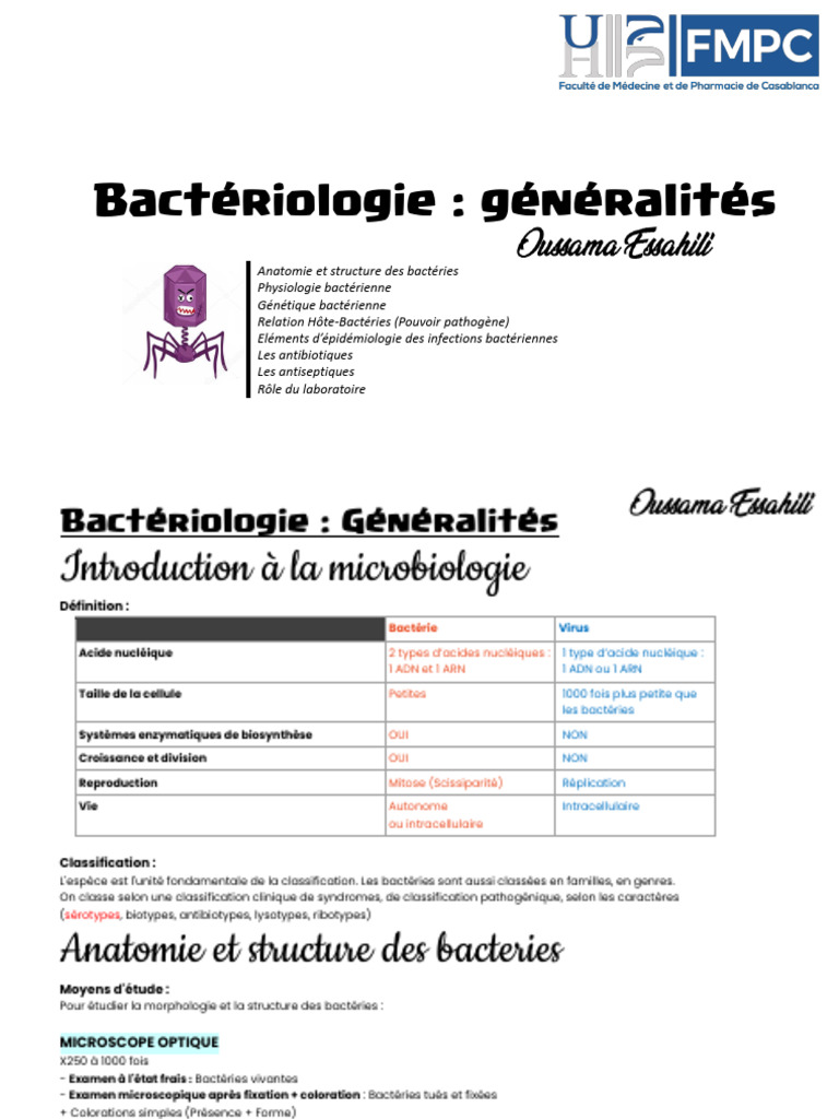 Introduction à la bactériologie et ses aspects | PDF | Bactérie ...