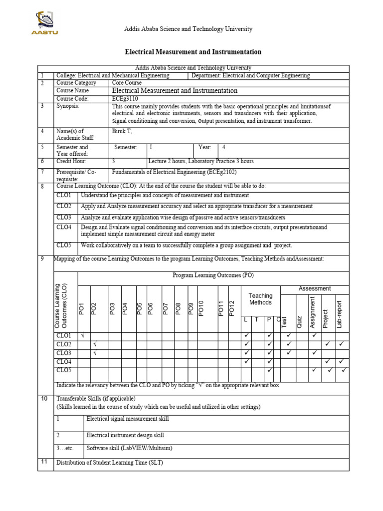 Electrical Measurement and Instrumentation | PDF | Instrumentation ...
