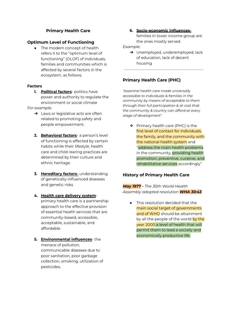 Primary Health Care | PDF | Health Care | Preventive Healthcare