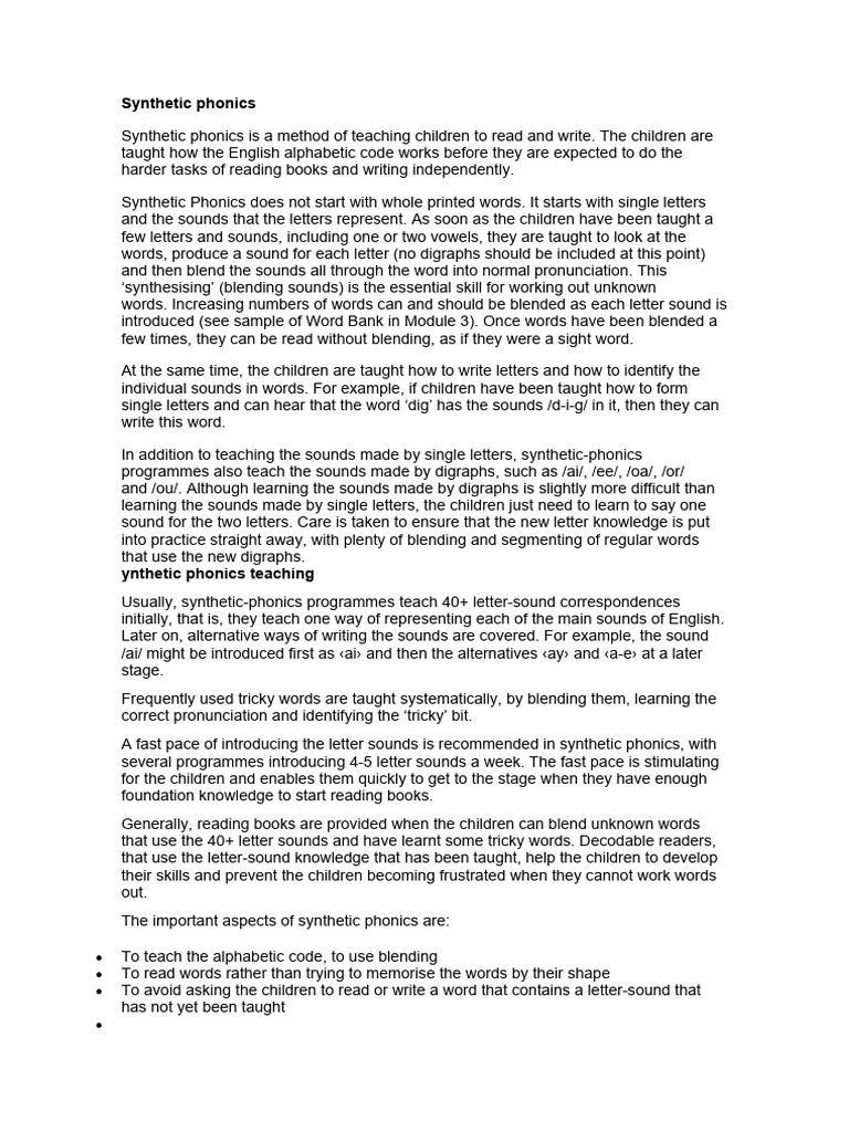 Synthetic Phonics | PDF | Phonics | Behavior Modification