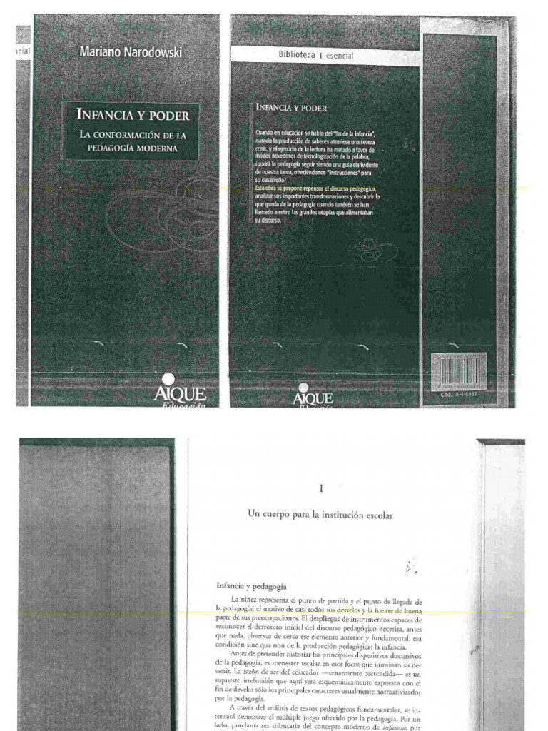 Narodowski Infancia y Poder. Capítulo 1. Un Cuerpo Para La Institucion Escolar | PDF