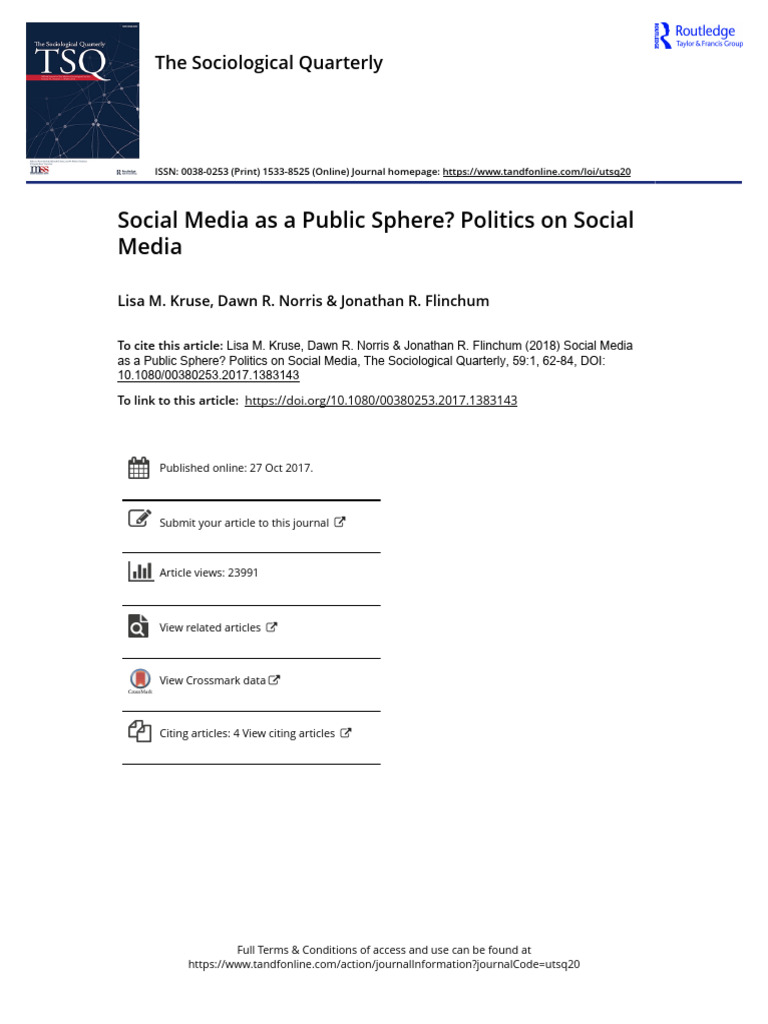 Social Media As A Public Sphere Politics On Social Media | PDF | Public ...
