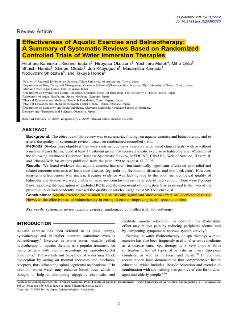 Kamioka Et Al. - 2010 - Effectiveness of Aquatic Exercise and ...