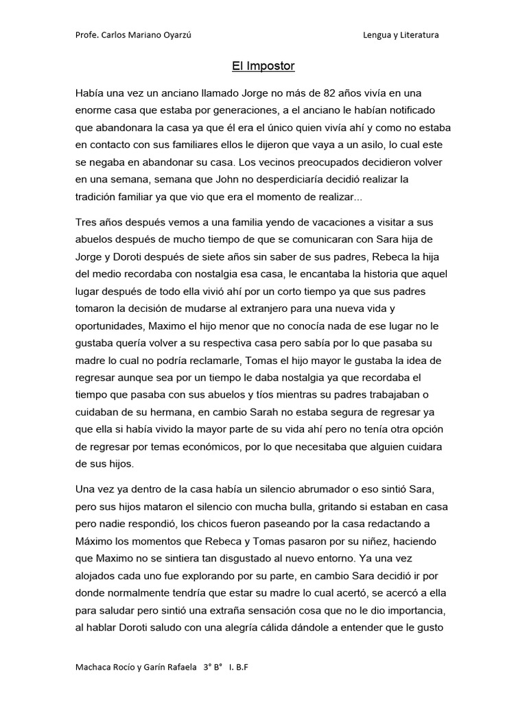 El Impostor | PDF | Sarah