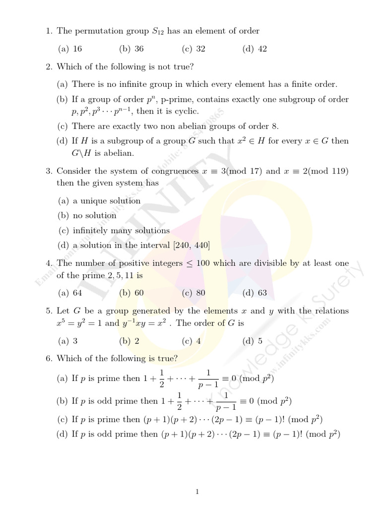 AA TEST UNIT I | PDF | Group (Mathematics) | Mathematical Structures