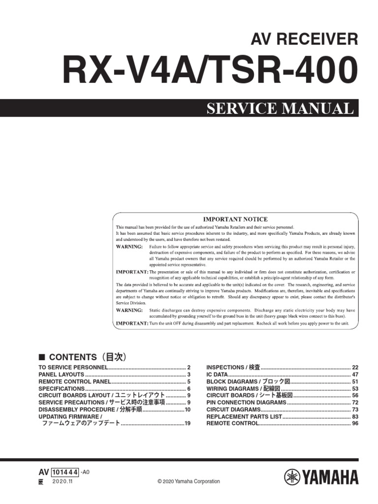 Yamaha RX V4a, TSR 400 | PDF | Hdmi | Solder