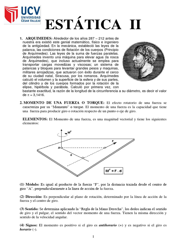 ESTÁTICA II | PDF | Esfuerzo de torsión | Fuerza