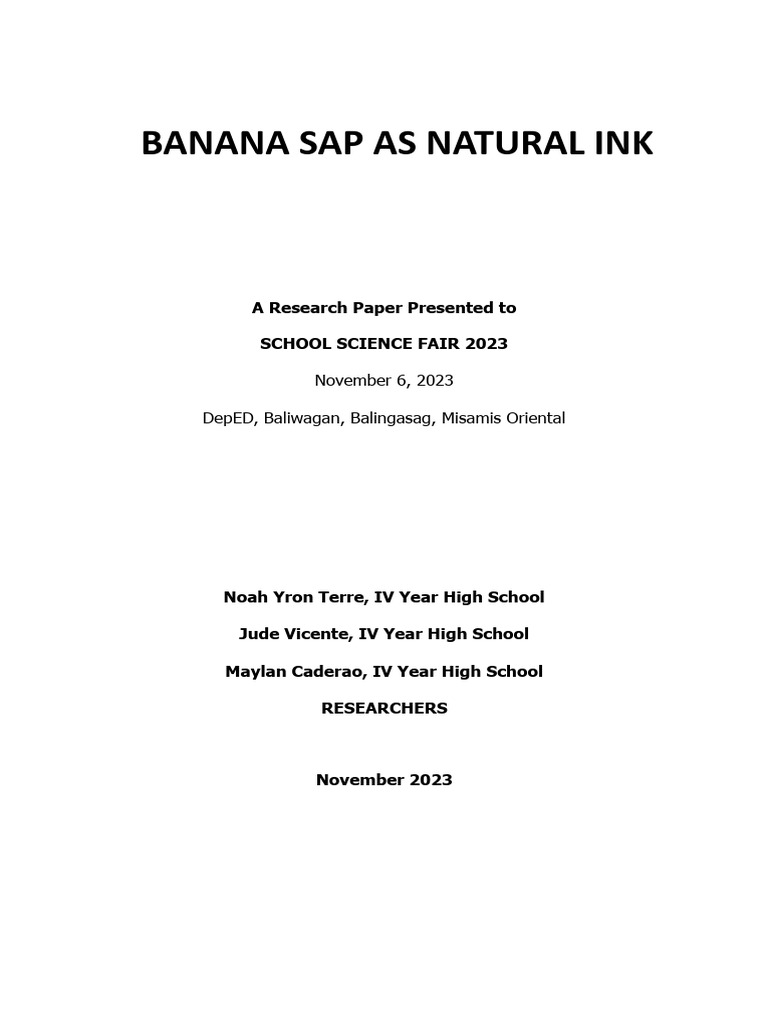BANANA-SAP-AS-NATURAL-INK Science Investigatory Project | PDF | Ink | Dye
