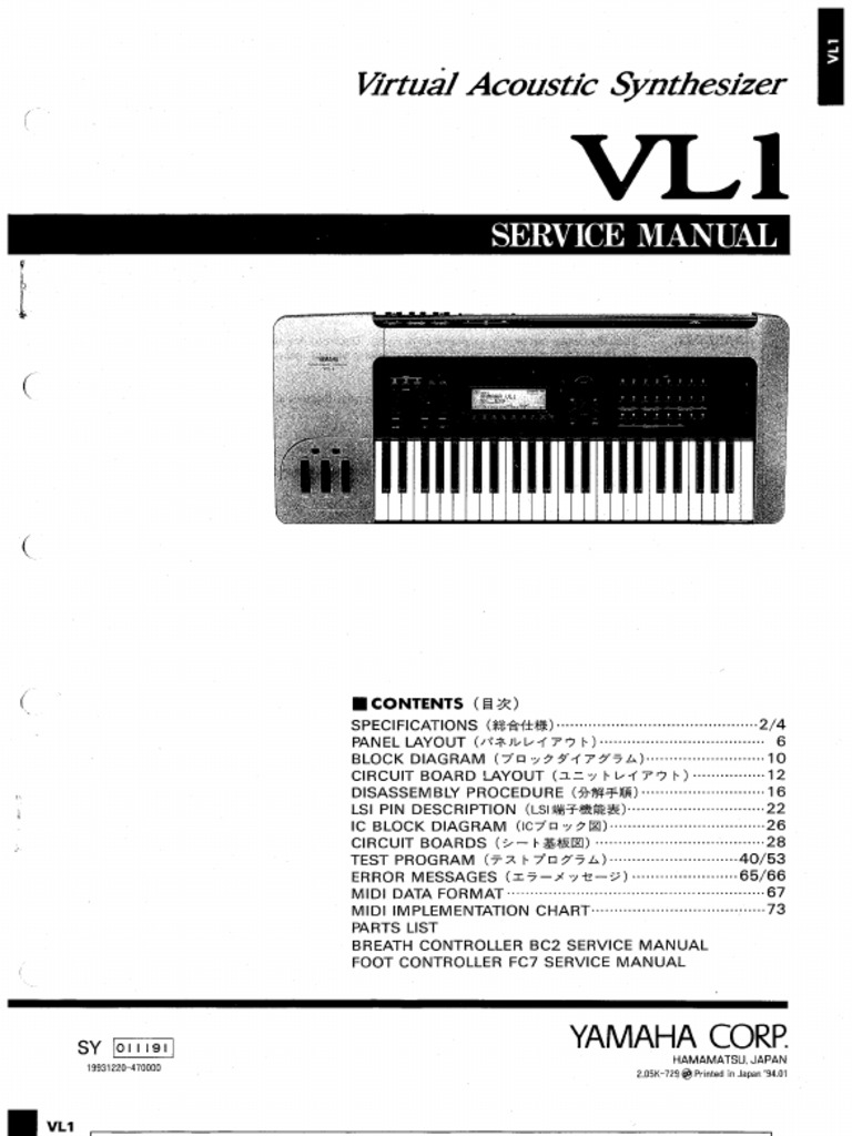 Yamaha VL1 Service Manual | PDF